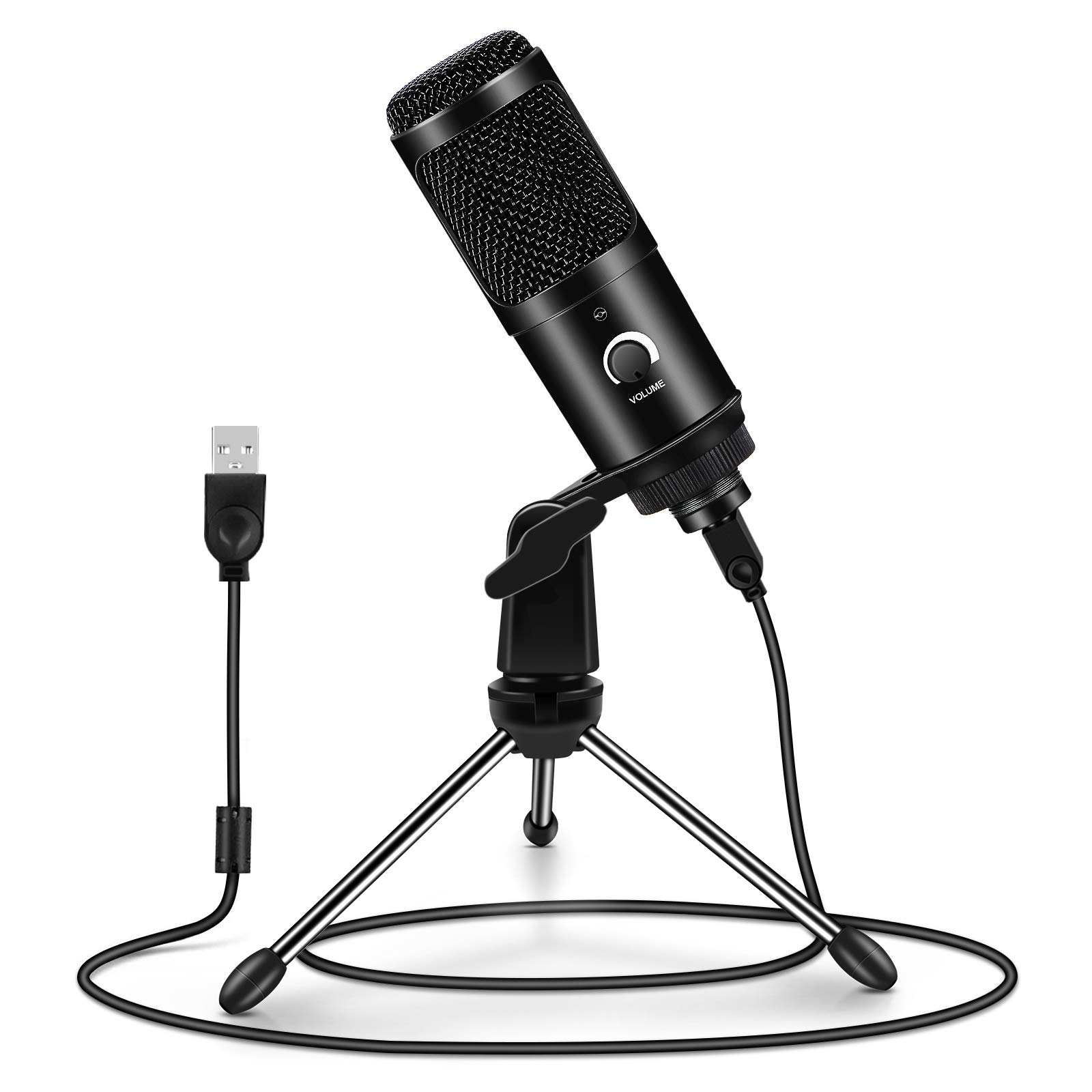 ARCHEER USB Microphone for PC, Condenser Gaming Microphone for Computer Laptop MAC or Windows, Mini Streaming Mic for Podcast YouTube Video Singing Cardioid Studio Recording Plug and Play, Black