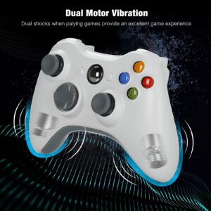 YCCSKY Wireless Controller for Xbox 360, 2.4GHz Enhanced Dual Vibration Game Controller with Receiver Remote Gamepad Joypad Joystick for Xbox 360 Slim PS3 and PC Windows 7/8/10 (White)