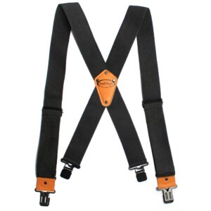 melo tough men's industrial strength suspenders partial elastic tradesperson's suspenders 2 inch wide tool belt suspenders (black)