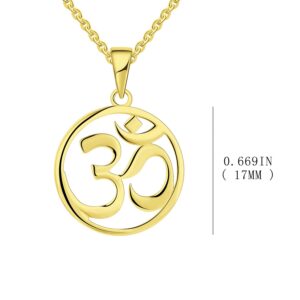 JO WISDOM Women OM Necklace,925 Sterling Silver Indian Yoga Aum Om Ohm Necklace(yellow gold color)