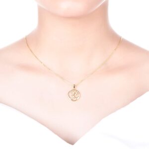 JO WISDOM Women OM Necklace,925 Sterling Silver Indian Yoga Aum Om Ohm Necklace(yellow gold color)