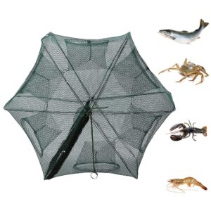 fishing bait foldable net trap 6/12 holes portable bait traps fishing net trap automatic fishing net shrimp cage nylon crab fish trap cast (6 holes)