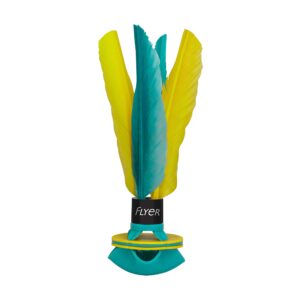 waboba flyer - soft rubber shuttlecock, badminton thrower for indoors & outdoors, training aid for solo practice, garden games for kids & adults, family games for all ages (teal/yellow)