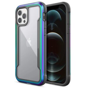 raptic shield case compatible with iphone 12 case & iphone 12 pro case, shock absorbing protection, durable aluminum frame, 10ft drop tested, fits iphone 12 & 12 pro, iridescent