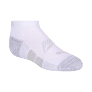 PUMA Kids' 6 Pairs Low Cut Socks, White/Blue, 9-11