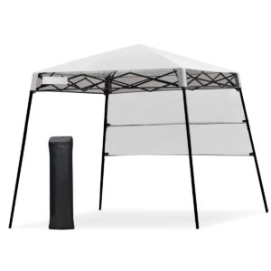 tangkula 7x7 ft pop up canopy, slant leg outdoor canopy with carry bag & 4 stakes, compact portable canopy tent for hiking camping fishing & picnic (7'x7' base; 6'x6' top)