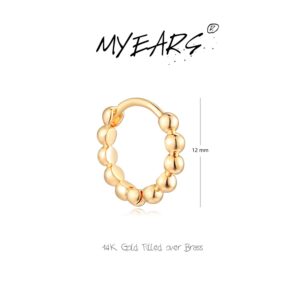 MYEARS Women Beaded Earrings Gold Huggie Hoop 14K Gold Plated Small Simple Hypoallergenic Everyday Jewelry