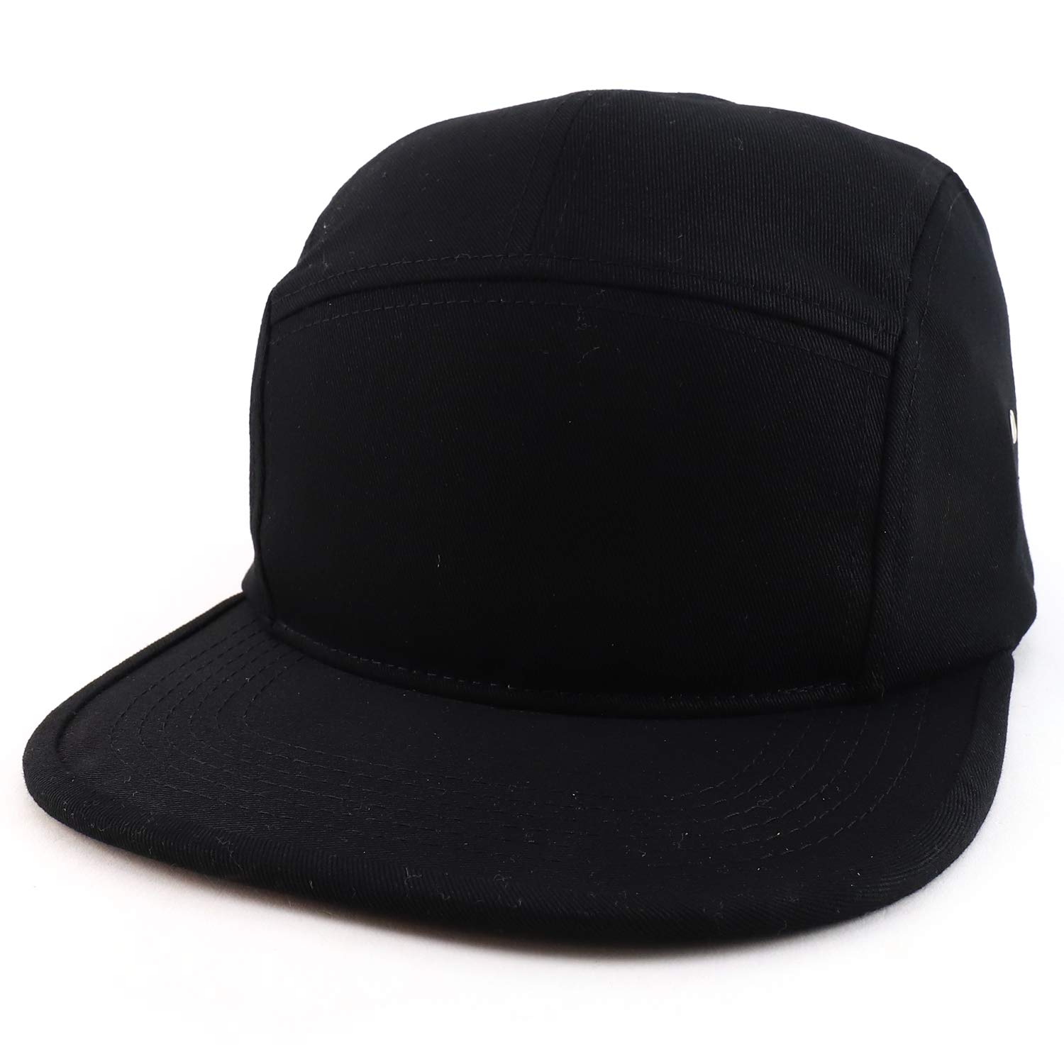 Trendy Apparel Shop XXL Oversized 5 Panel Cotton Bicycle Rider Cap - Black - 2XL