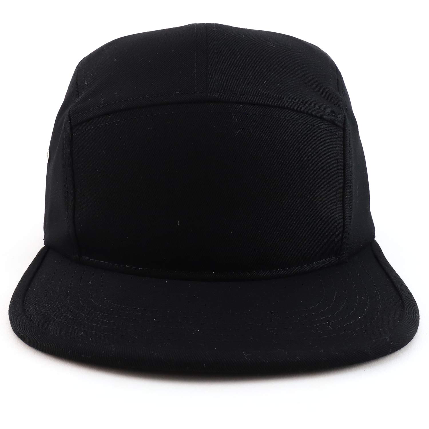 Trendy Apparel Shop XXL Oversized 5 Panel Cotton Bicycle Rider Cap - Black - 2XL