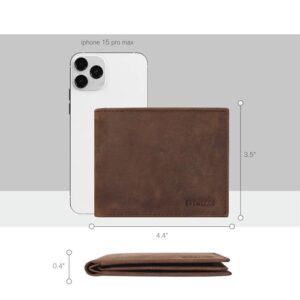 ESTALON Thin Leather Wallet For Men | Minimalist Design | Multiple Card Holder | RFID Blocked (Brown Crazy Horse)