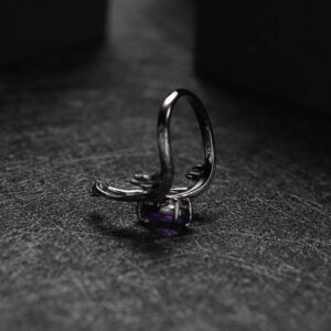 Qitian 1.43Ct Amethyst Rings Angel's Wing Original Handmade Birthstone Ring for Women Birthday Jewelry Gifts Adjustable Open Rings