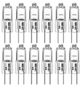 ahevo g4 halogen t3 20 watt 280lm g4 bi-pin bulb ac/dc12 volt for under cabinet puck light, chandeliers, track lighting,20w 12v warm white 2700k (12 pack)