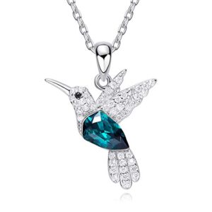 mayfer s925 sterling silver necklace for women with hummingbird pendant embelished with beautiful crystals.