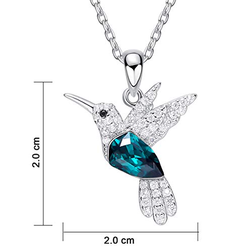 Mayfer S925 Sterling Silver Necklace for Women with Hummingbird Pendant Embelished with Beautiful Crystals.