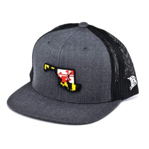 Branded Bills 'The 7 PVC' Maryland Patch Hat Flat Trucker - One Size Fits All (Charcoal/Black)