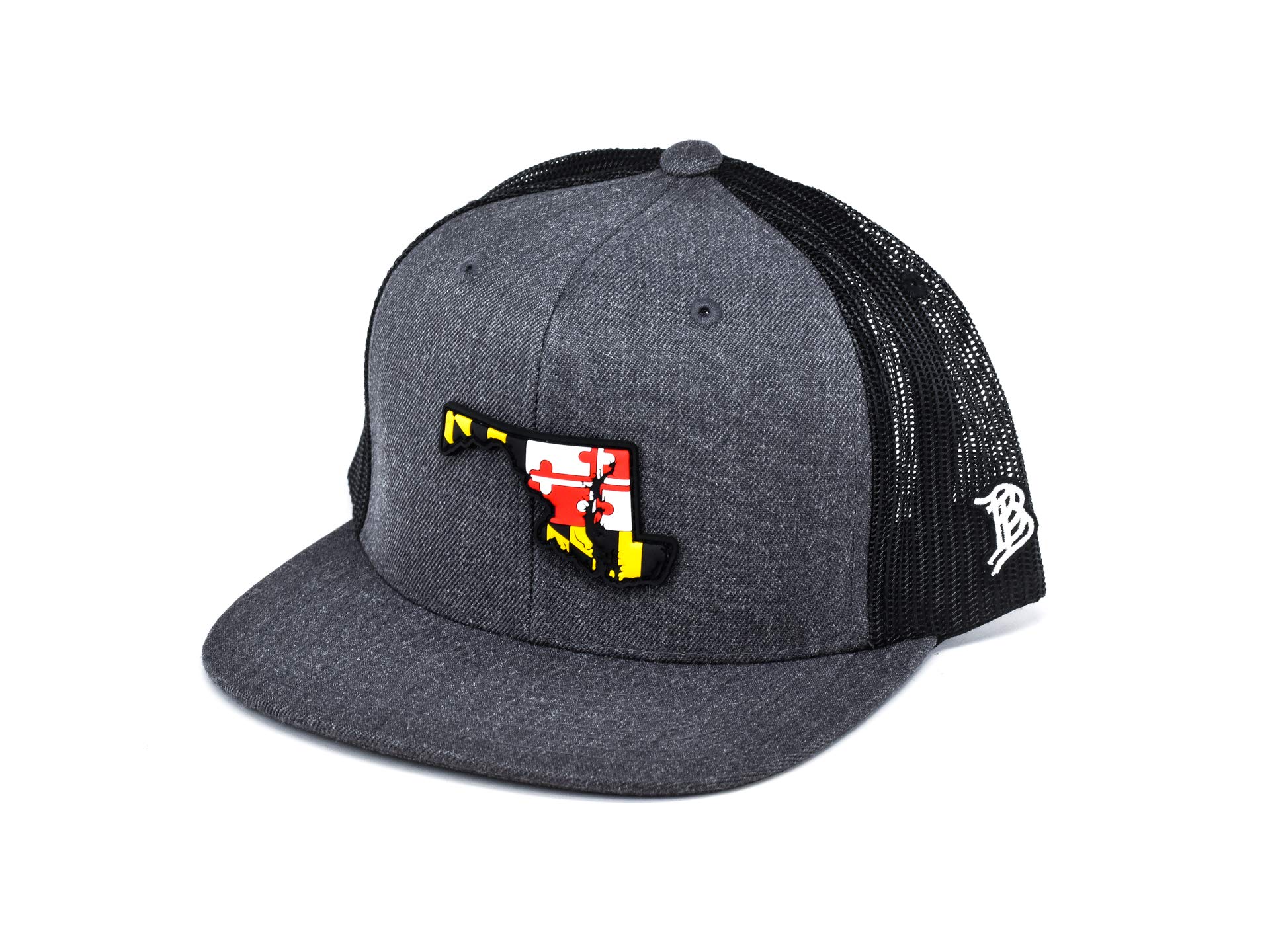 Branded Bills 'The 7 PVC' Maryland Patch Hat Flat Trucker - One Size Fits All (Charcoal/Black)