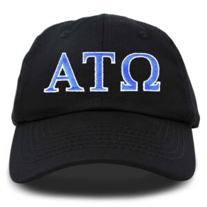 dalix alpha tau omega fraternity greek letters ball cap embroidered hat in black