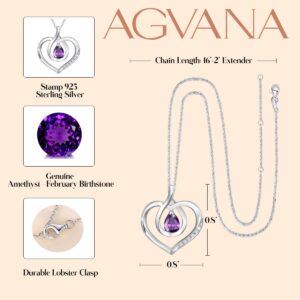 AGVANA February Birthstone Jewelry Amethyst Necklace for Women Sterling Silver Forever Love Infinity Heart Pendant Necklace Anniversary Birthday Gifts for Women Mom Wife Her