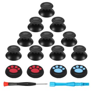 koowod upgraded 5 pairs replacement analog stick joystick thumbsticks parts- rubberized top with thumb grips and repair screwdriver kit for playstation dualshock 4 ps4 controller