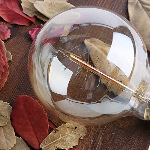 New Lights G25 Globe Edison Bulb, 60W Vintage Round Edison Bulb, Vintage Light Bulb, Old Fashion Dimmable Retro Incandescent Light Bulbs, 2100K Warm White, 240 Lumens,E26, Amber Glass, 4 Pack