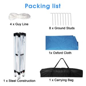 10 x 10 FT Pop Up Canopy Tent, Foldable & Adjustable Height, Stable Steel Frame Easy Set-up Outdoor Tent, Portable Carrying Bag, for Parties, Picnics & Camping, Blue