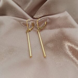 Minimal Long Vertical Bar Dangle Earrings for Women Gold Plated Simple Geometric Line Stick Drop Earrings for Men Dainty Fashion Jewelry