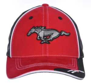 checkered flag men's ford mustang logo cap adjustable red & black hat