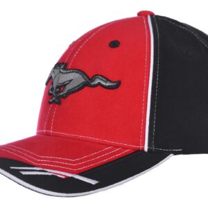 Checkered Flag Men's Ford Mustang Logo Cap Adjustable Red & Black Hat