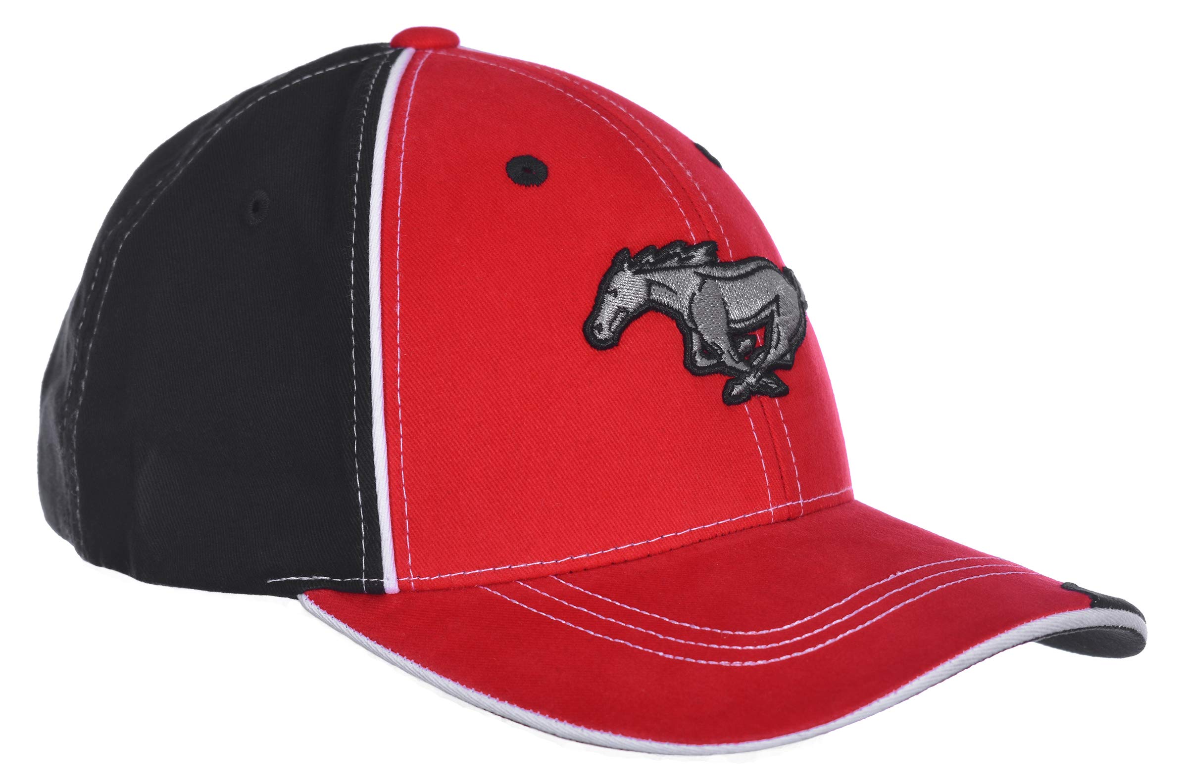 Checkered Flag Men's Ford Mustang Logo Cap Adjustable Red & Black Hat