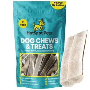 hotspot pets split elk antlers for dogs x-large 8+ inches- premium elk antlers for dogs 50+lbs (2 pack) naturally shed antler bone for large breed aggressive chewers -sourced in usa