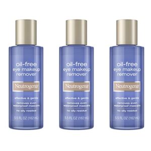 neutrogena gentle oil-free eye makeup remover & cleanser for sensitive eyes, non-greasy makeup remover, removes waterproof mascara, dermatologist & ophthalmologist tested, 3 x 5.5 fl. oz