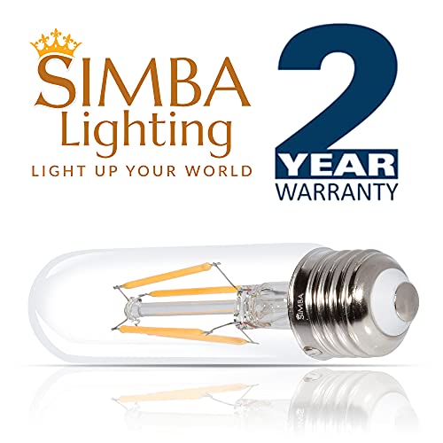 Simba Lighting LED T10 Tubular Edison Filament Light Bulbs (3 Pack) 6W Dimmable 60W Equivalent 120V for Cabinet Display, Piano Lamps, Clear Glass Decorative, Standard Medium E26 Base, Warm White 2700K