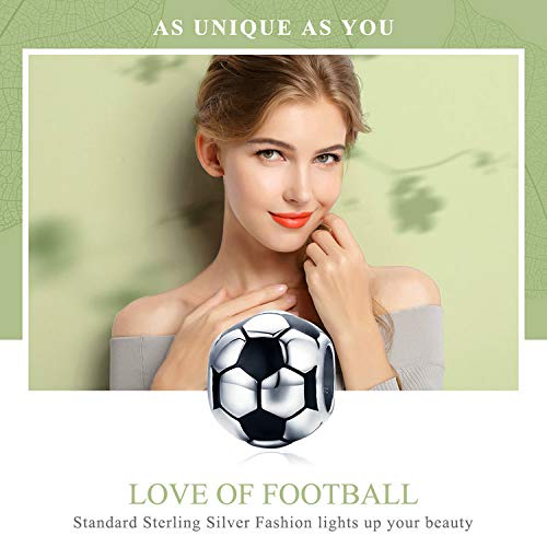 Football Charms 925 Sterling Silver Soccer Ball Bead for Pandora Bracelet Charms