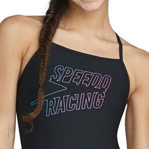 Speedo Women's Standard Swimsuit Piece Endurance The One Graphic, Pink/Black, 24