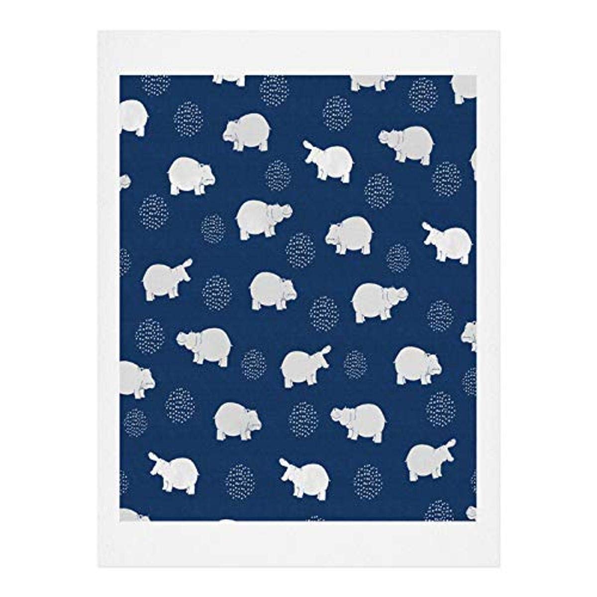 Deny Designs Kangarui Happy Hippo Blue Art Print, 8" x 10"