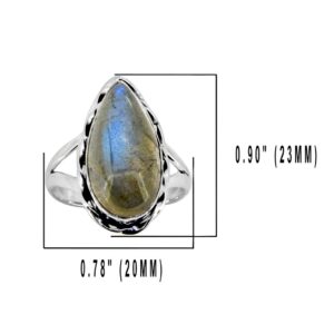 YoTreasure Labradorite Solid 925 Sterling Silver Split Shank Ring Jewelry