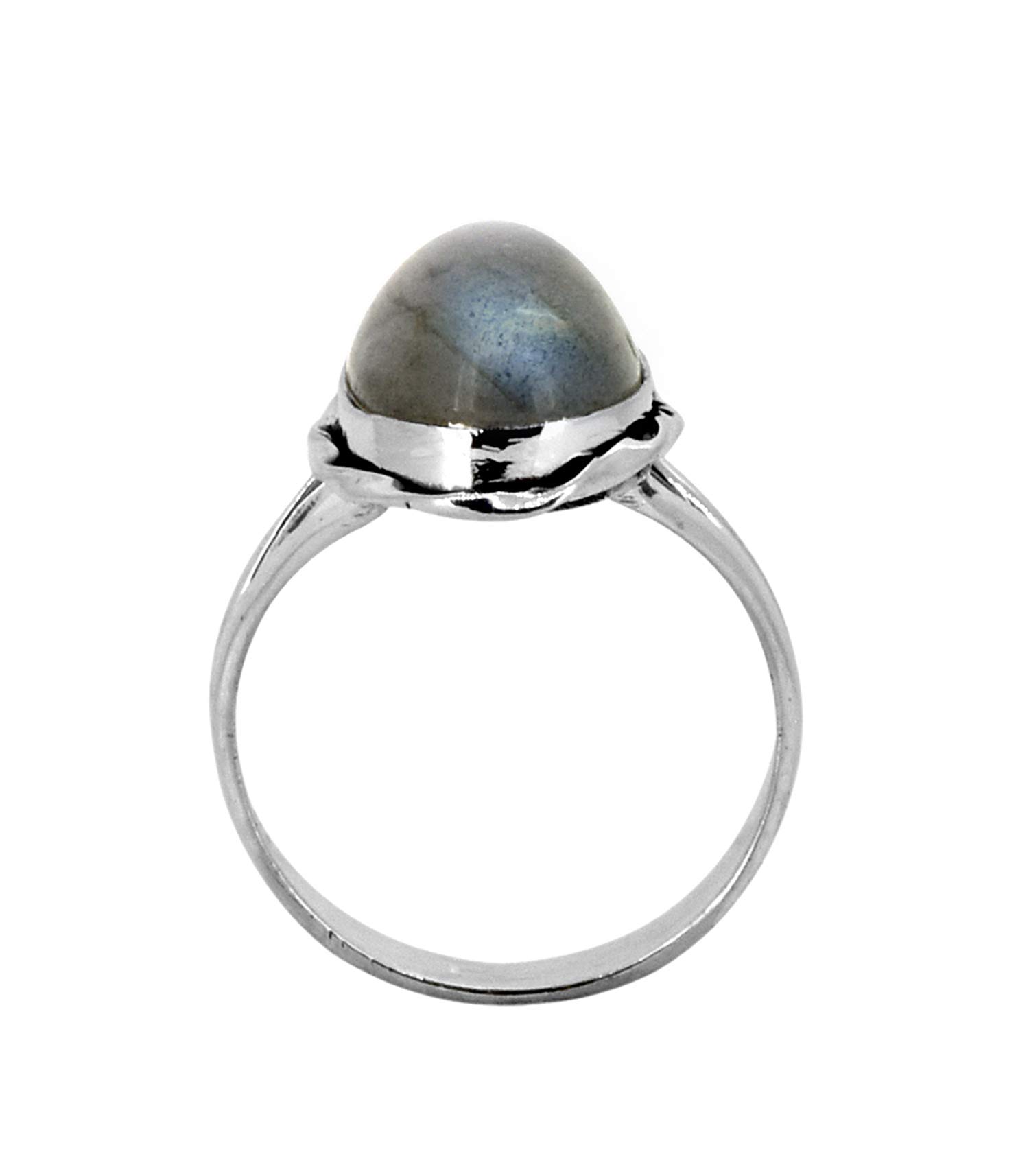 YoTreasure Labradorite Solid 925 Sterling Silver Split Shank Ring Jewelry