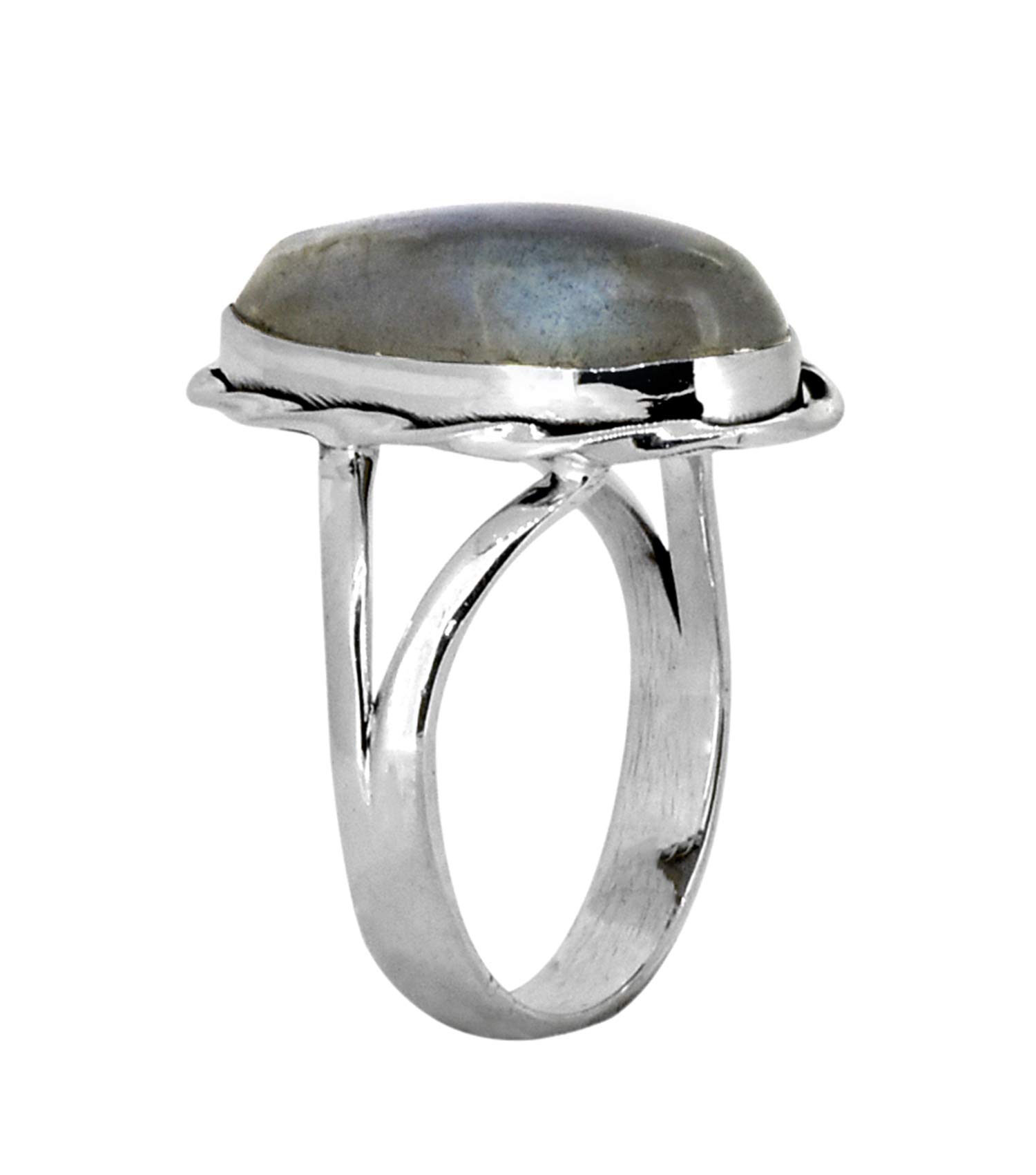 YoTreasure Labradorite Solid 925 Sterling Silver Split Shank Ring Jewelry