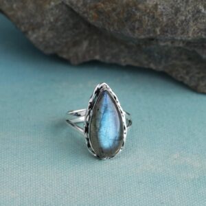 YoTreasure Labradorite Solid 925 Sterling Silver Split Shank Ring Jewelry