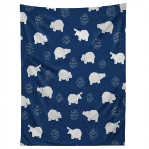 deny designs happy hippo blue kangarui tapestry, 50" x 60"