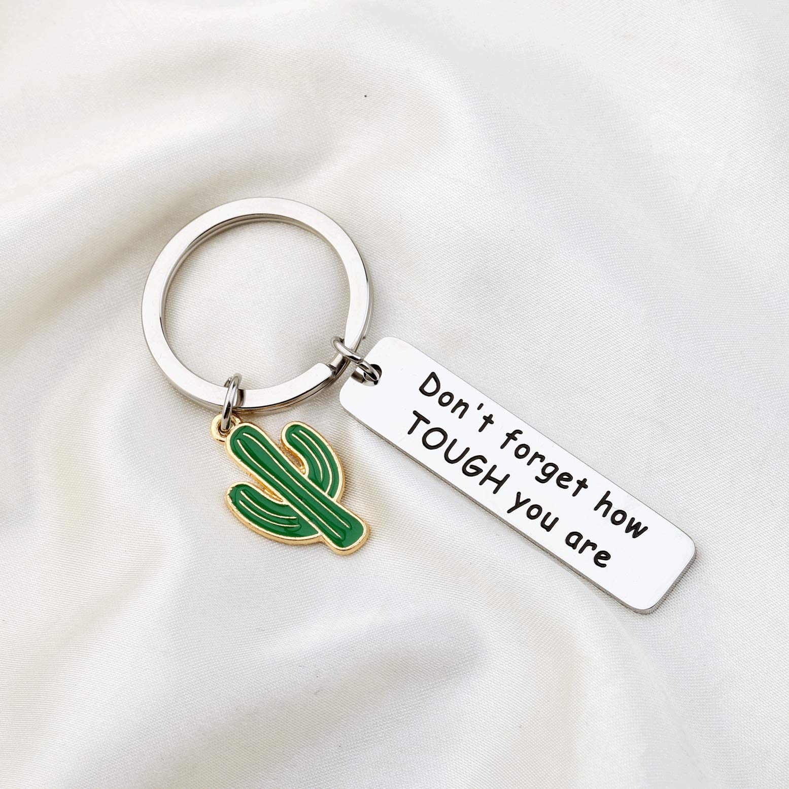 WSNANG Saguaro Cactus Keychain Don't Forget How Tough You Are Keychain Cactus Jewelry Inspirational Gift for Family Friends (Cactus Keychain)