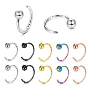 5pairs mixed colors ball huggie earrings hoop cartilage tragus earrings 316l stainless steel black silver gold small hoop earrings (8)