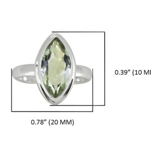 YoTreasure Green Amethyst Solid 925 Sterling Silver Gemstone Ring Jewelry