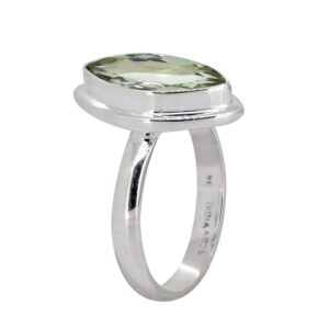 YoTreasure Green Amethyst Solid 925 Sterling Silver Gemstone Ring Jewelry