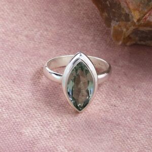 YoTreasure Green Amethyst Solid 925 Sterling Silver Gemstone Ring Jewelry