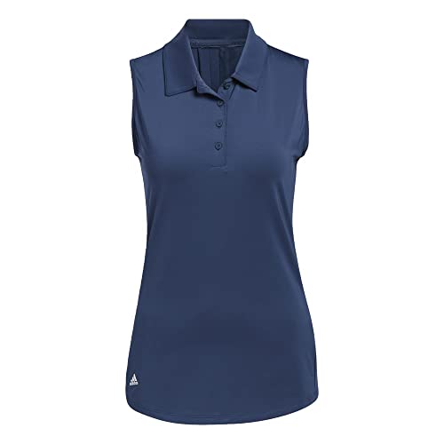 adidas Golf Women's Ultimate365 Primegreen Sleeveless Polo Shirt, Navy, Small