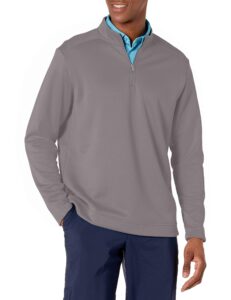 adidas golf men's club recycled polyester quarter zip pullover, gray, extra large