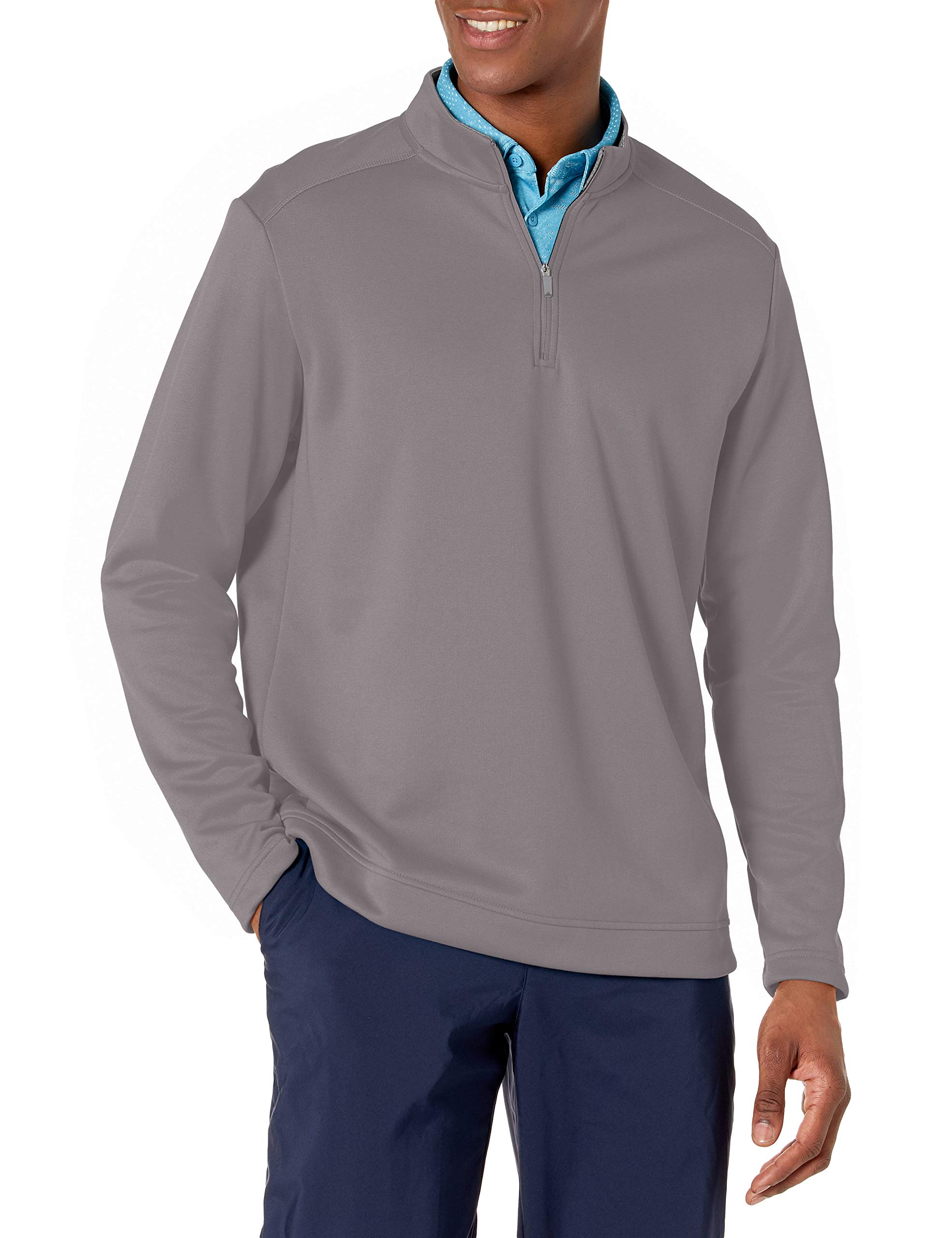 adidas Golf Men's Club Recycled Polyester Quarter Zip Pullover, Gray, Extra Large