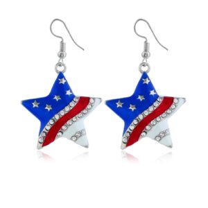 leprato 4th of july patriotic earrings independence day american flag hook earring for women