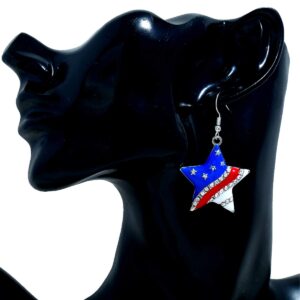 LEPRATO 4th of July Patriotic Earrings Independence Day American Flag Hook Earring for Women